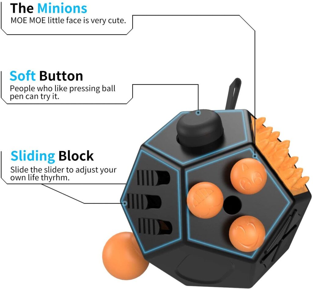 ATiC 12 Sided Fidget Cube, Fidget Twiddle Cube Dodecagon Stress Relief ...