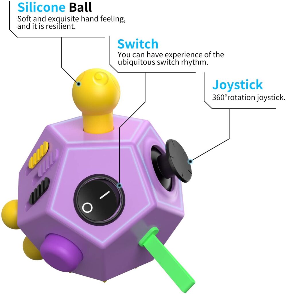 ATiC 12 Sided Fidget Cube, Fidget Twiddle Cube Dodecagon Stress Relief ...