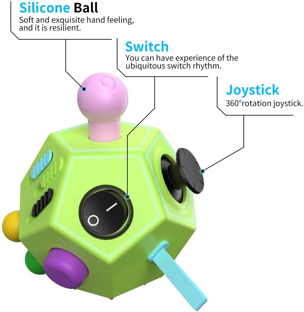 ATiC 12 Sided Fidget Cube, Fidget Twiddle Cube Dodecagon Stress Relief ...