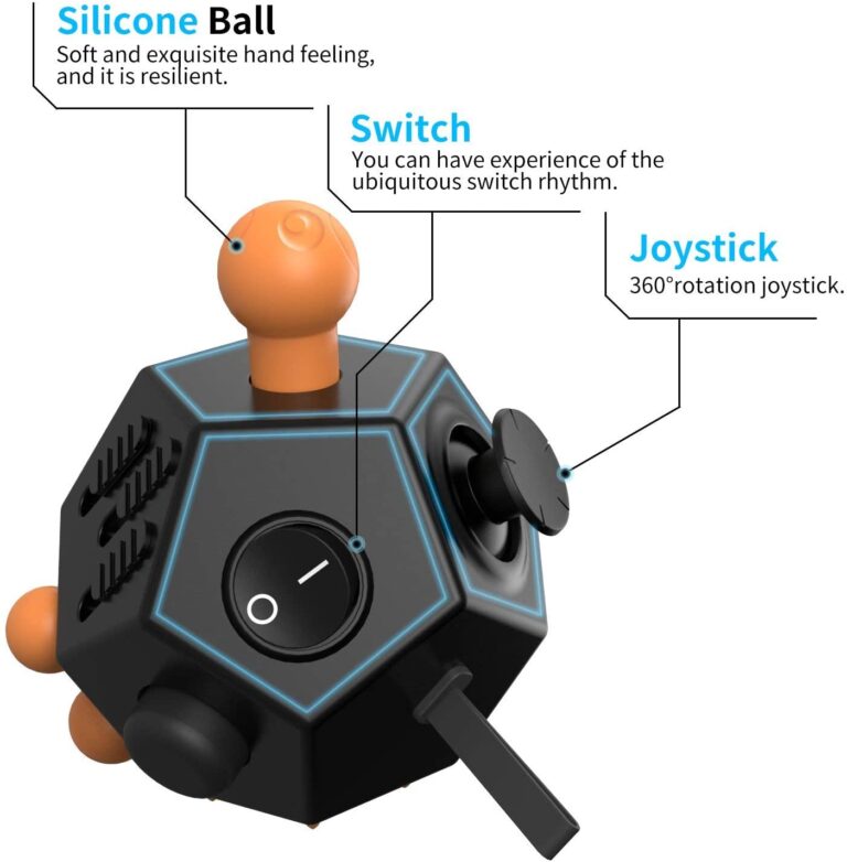 ATiC 12 Sided Fidget Cube, Fidget Twiddle Cube Dodecagon Stress Relief ...