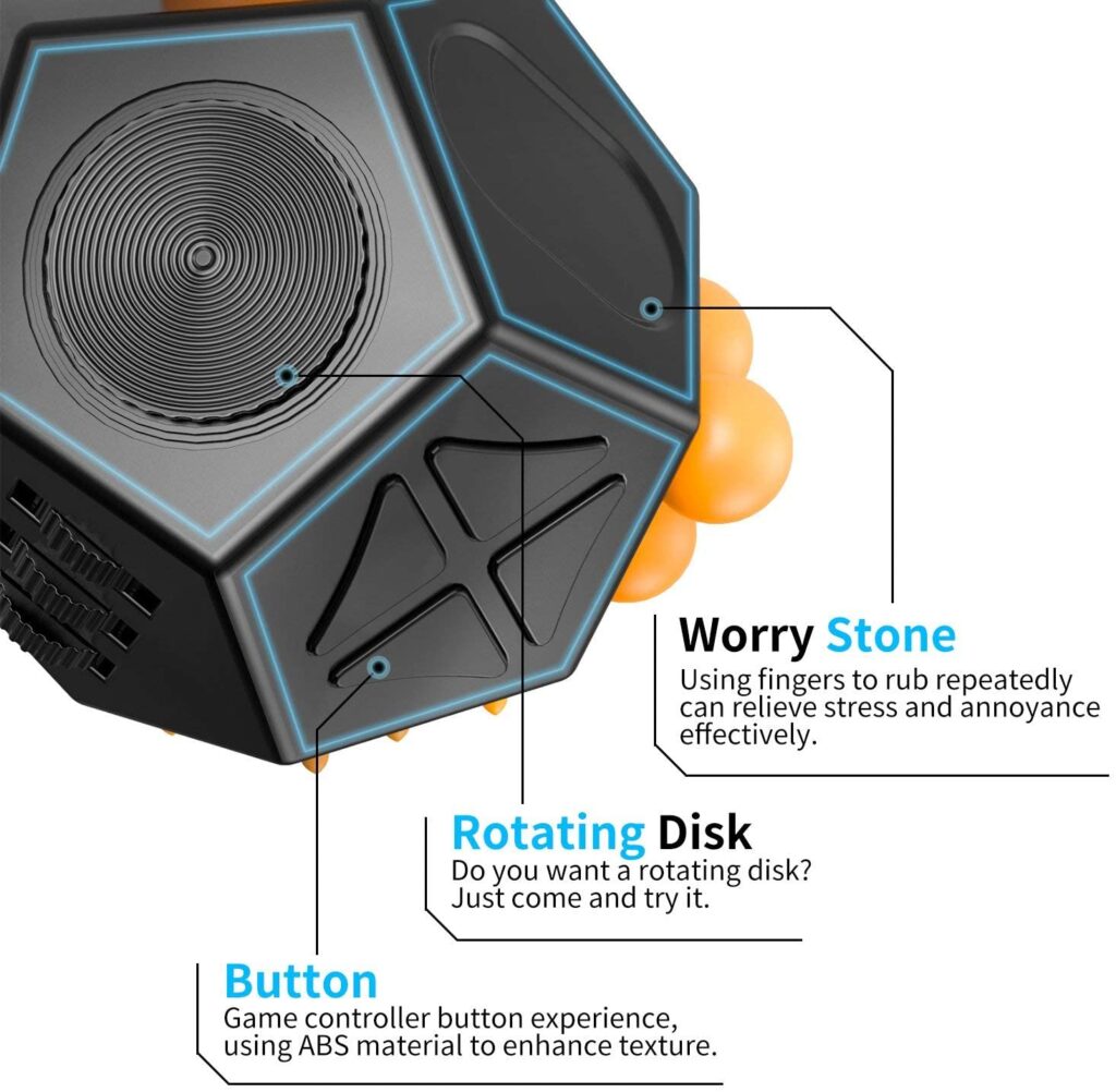 ATiC 12 Sided Fidget Cube, Fidget Twiddle Cube Dodecagon Stress Relief ...