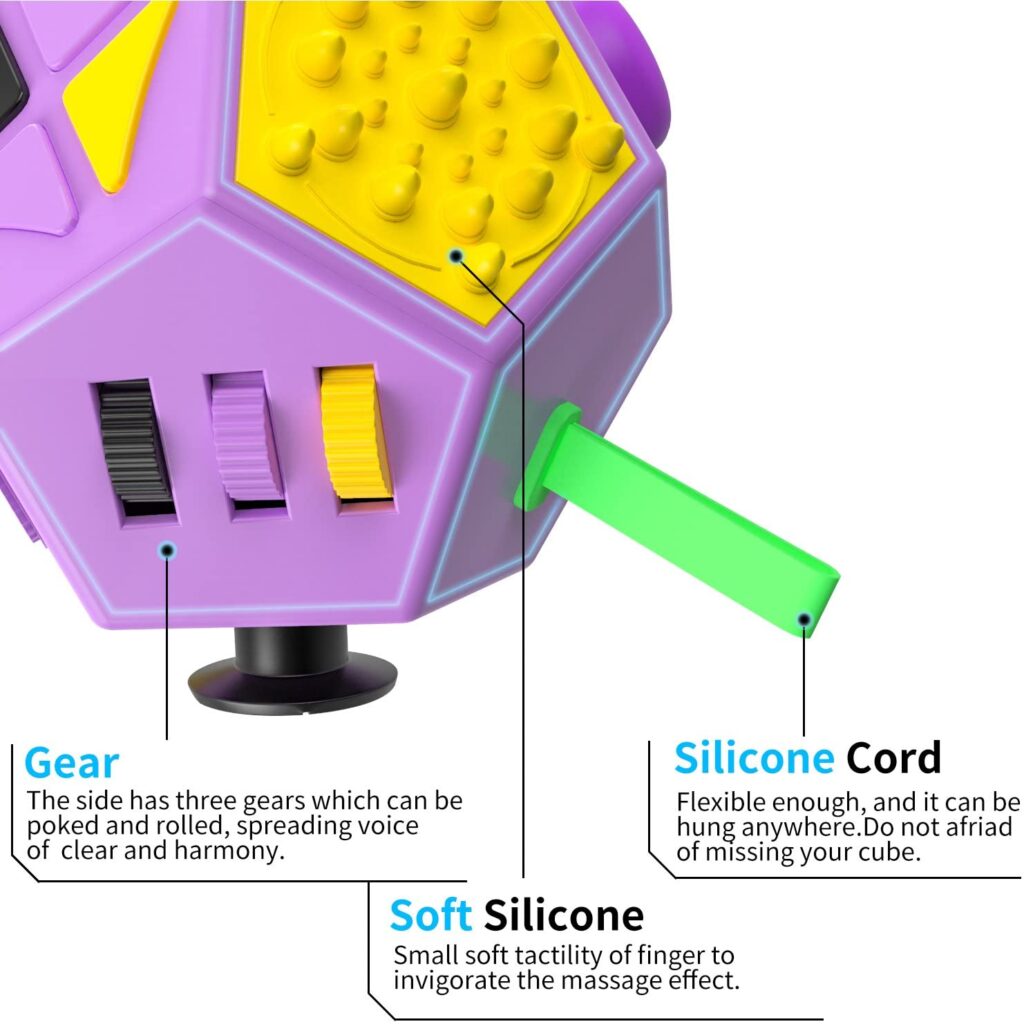 ATiC 12 Sided Fidget Cube, Fidget Twiddle Cube Dodecagon Stress Relief ...
