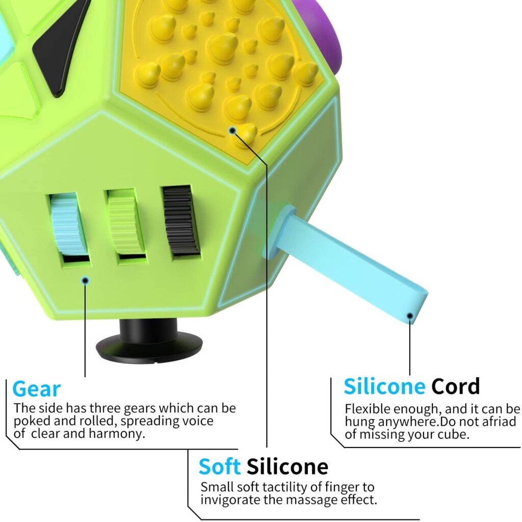 ATiC 12 Sided Fidget Cube, Fidget Twiddle Cube Dodecagon Stress Relief ...